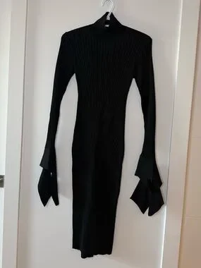 Ami | Dresses | Ami Alexandre Mattiussi Ribbed Knit Mock Neck Dress ...
